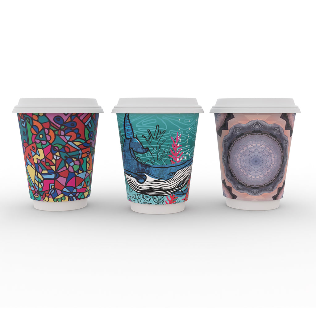 Compostable Vegware Gallery Design Double Wall Coffee Cups – Green Man ...
