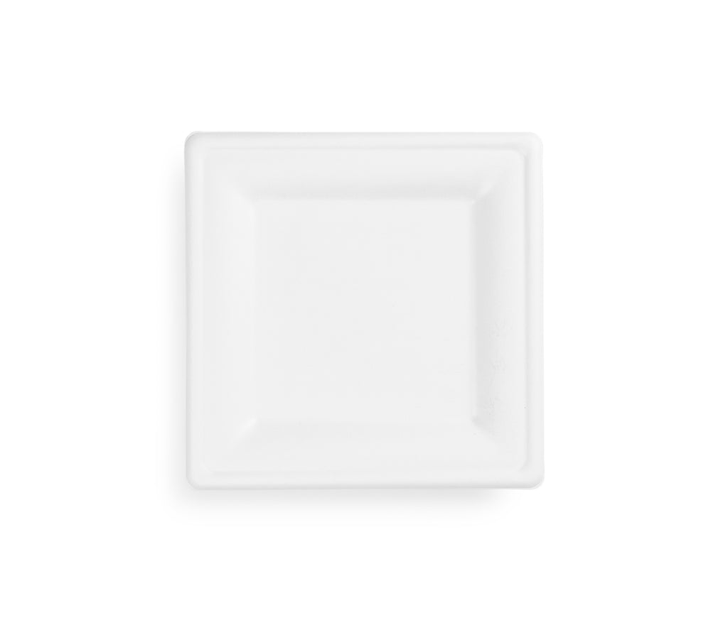 Compostable Sugarcane Square Plates – Green Man Packaging