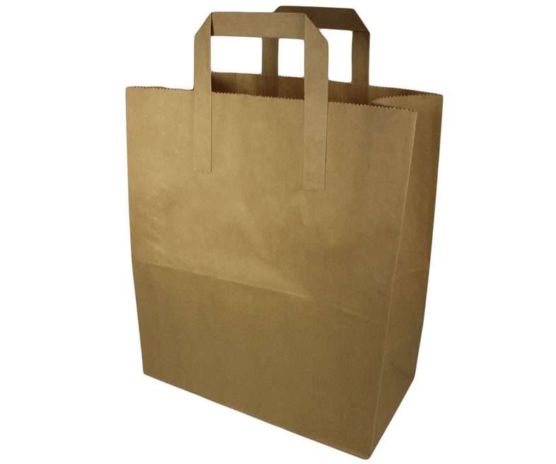 Compostable Kraft Brown Paper Carrier Bags - Outside Fitting Handles ...