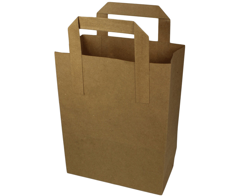 Compostable Kraft Brown Paper Carrier Bags - Outside Fitting Handles ...